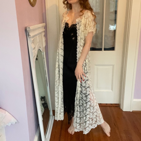 Vintage | Intimates & Sleepwear | Vintage Lace Lingerie Coverrobe ...